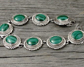 Malachite bracelet | Etsy