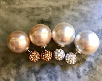 Double pearl earring | Etsy