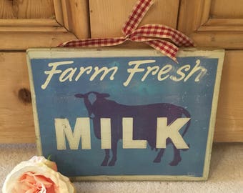 FRESH MILK SIGN Fresh Milk Signs Vintage style Milk Sign