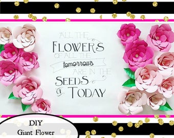 Paper flower template paper flower wall DIY paper flower