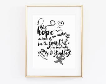 Nautical wall art Bible Verse Print We have this hope as an