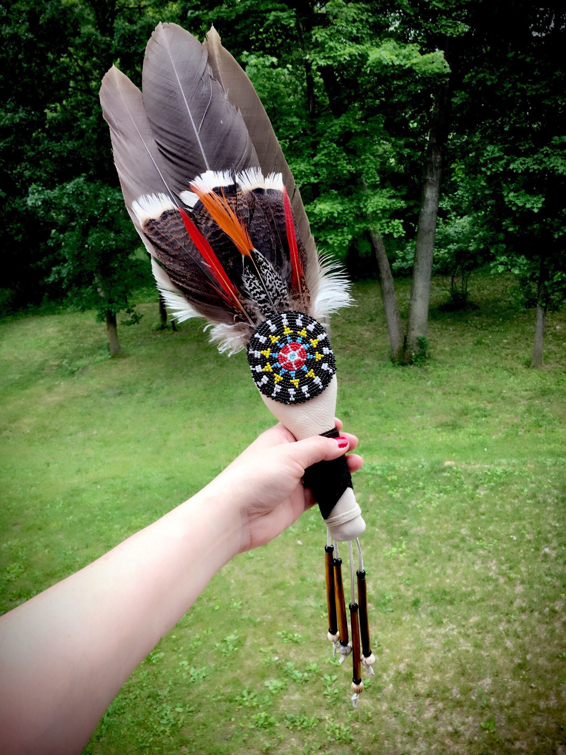 Feather Fan - Dance Fan - Powwow Fan - Prayer Fan - Smudge Fan ...