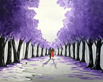 Purple tree painting | Etsy