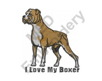 Boxer dog embroidery | Etsy