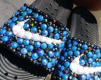Bling nike slides | Etsy