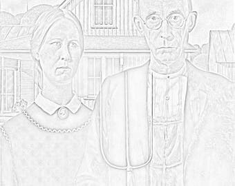 Grant wood | Etsy