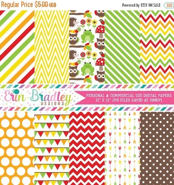 80% OFF SALE Animals Digital Scrapbook Paper Pack in Red