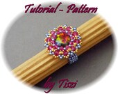 Items similar to Beading tutorial, beading pattern for beaded ring Edvina with rivoli and ...