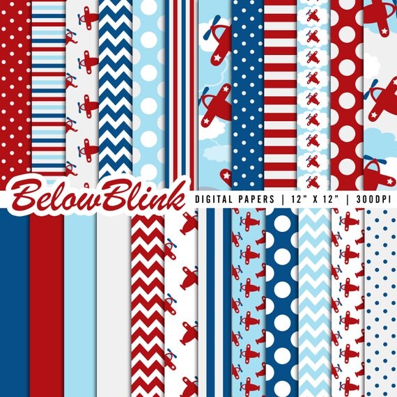 Airplane Digital Paper Airplane Scrapbook Papers Airplane