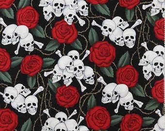 Fabric with skulls | Etsy