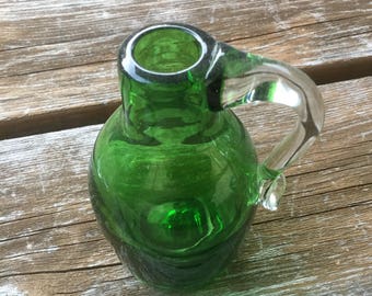 Green glass jug | Etsy