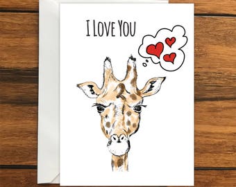 Giraffe card | Etsy