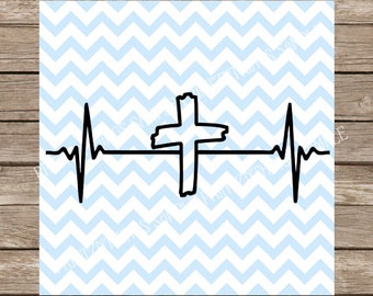 Cross heartbeat | Etsy