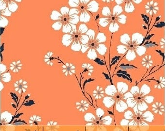 Orange floral fabric | Etsy