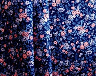 Blue flower fabric | Etsy