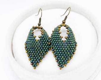TUTORIAL Russian Leaf Earrings Bead pattern PDF