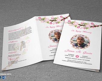 Purple Flower Funeral Program Template Printable Memorial