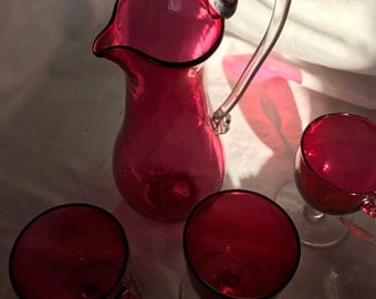 Cranberry glass | Etsy