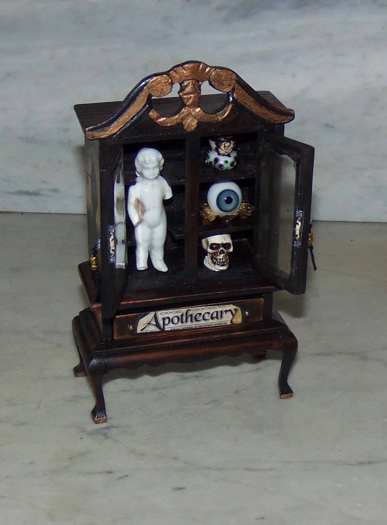 Spooky Elegance. Display Cabinet for 1:12th Dollhouse.
