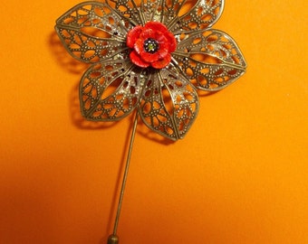 Poppy lapel pin | Etsy