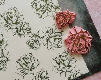 Rose rubber stamp | Etsy