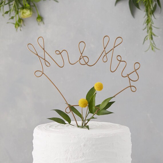Mr and Mrs Cake Topper Wire Cake Topper Copper Cake Topper