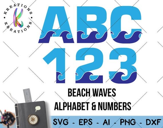 Waves Beach font Alphabet svg Font letters and numbers SVG cut