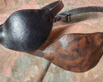 W.T.O Custom Handmade Leather Eye Patch Aged Brown Pirate