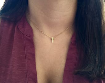 Gold cross necklace | Etsy