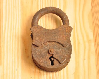 vintage large rusty metal lock box // industrial decor