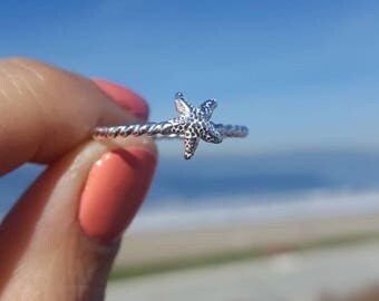 Beach Jewelry Beach Ring Sterling Silver Starfish