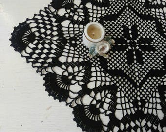 Black crochet doily | Etsy