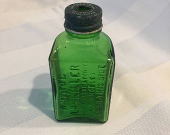 Green glass bottle | Etsy