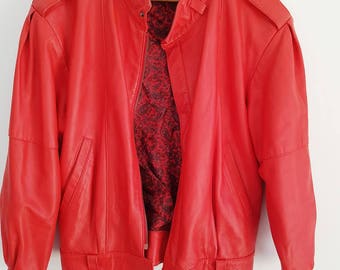 Red leather jacket | Etsy