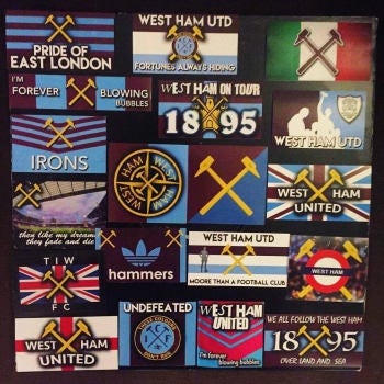 100 x West Ham Stickers Based on ICF Programme Upton Park