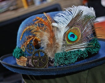 Items similar to Bohemian Embellished Upcycled Cowboy Hat faux fur ...