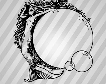 Mermaid dxf file | Etsy