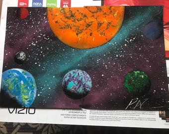 MADE TO ORDER Outer Space String Art Earth Rocketship and