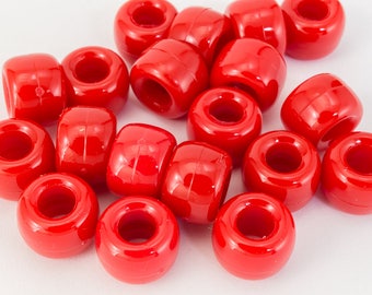 Red pony beads | Etsy