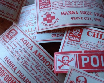 Miniature Dollhouse Prop Poison Labels digital collage sheet