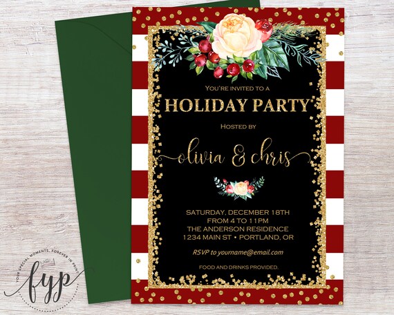 Holiday Party Invitation Christmas Party Invitation Staff Christmas 