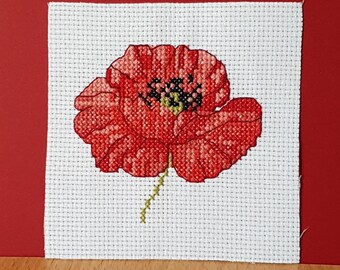 One Color Poppy cross stitch pattern