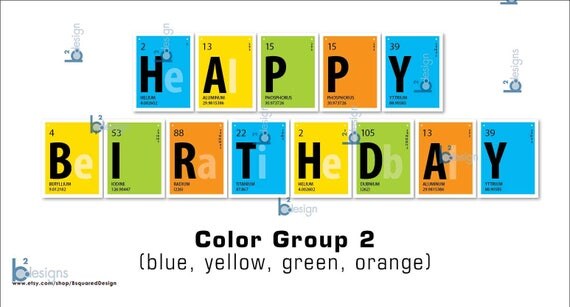 Periodic Table Banner Happy Birthday Banner 8.5 x 11