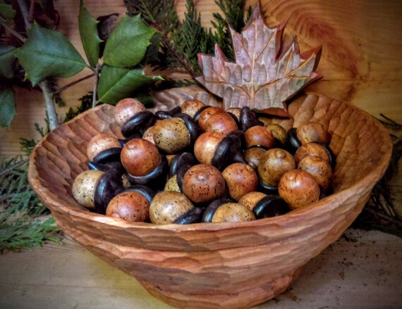 Carved Wooden Acorns 20 total