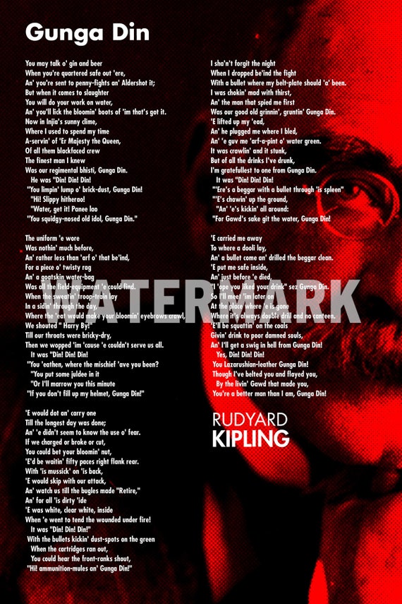 Rudyard Kipling Poem Gunga Din Poster Original Art Print