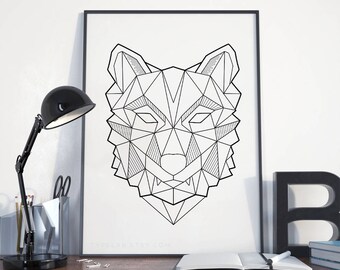 Geometric wolf | Etsy
