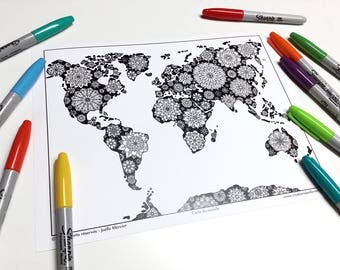 Mandala world map | Etsy