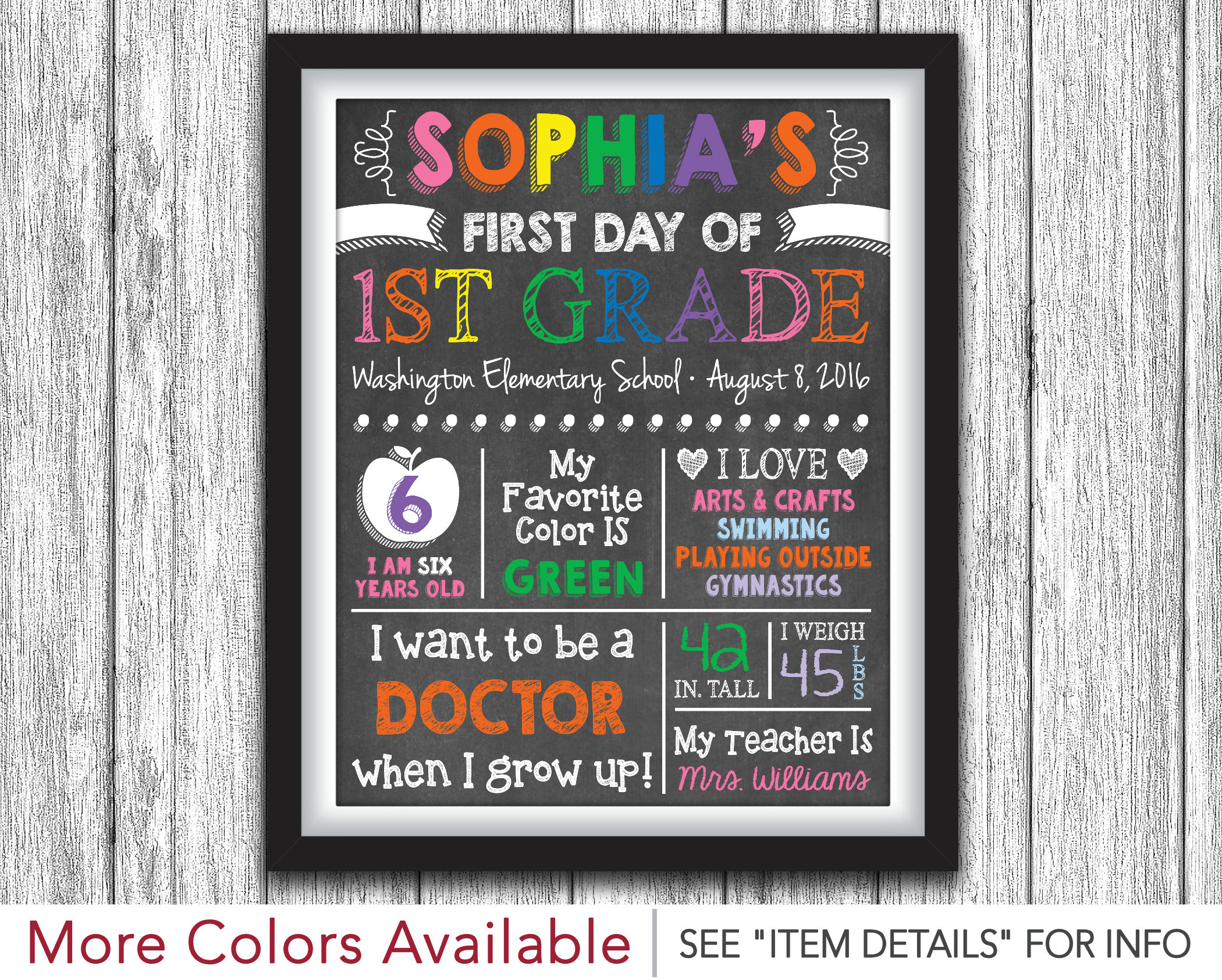 First Day of School Chalkboard Poster Printable 1st Day of