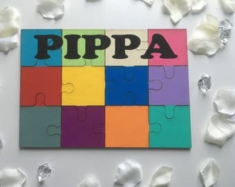 Personalised name jigsaw puzzle 5 letter educational wooden