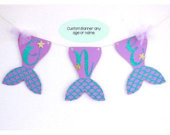 Mermaid name banner | Etsy